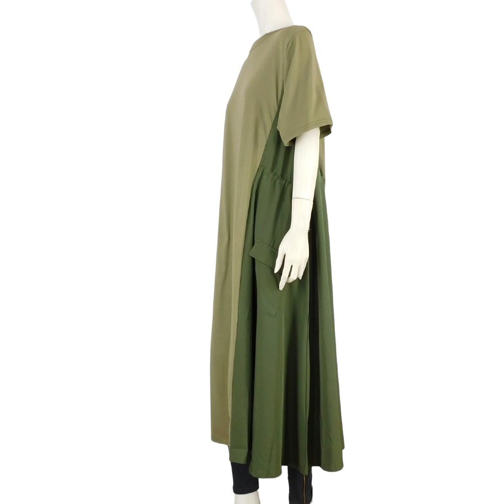 Caumeri 布帛切替デザインワンピース★ゆったりサイズ/詳細