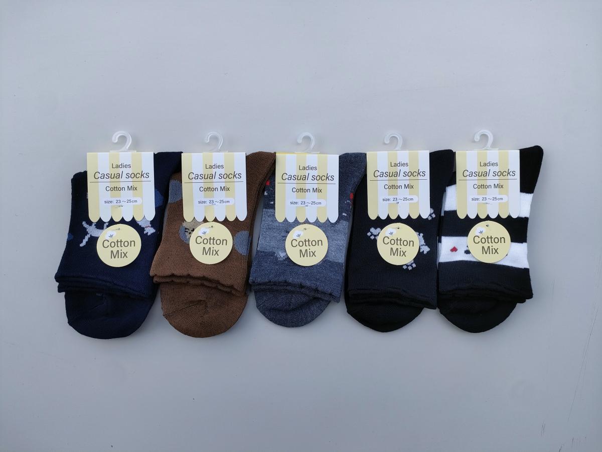 Caumeri 【猫 5柄カジュアル クルーソックス】5足組×10セット/詳細