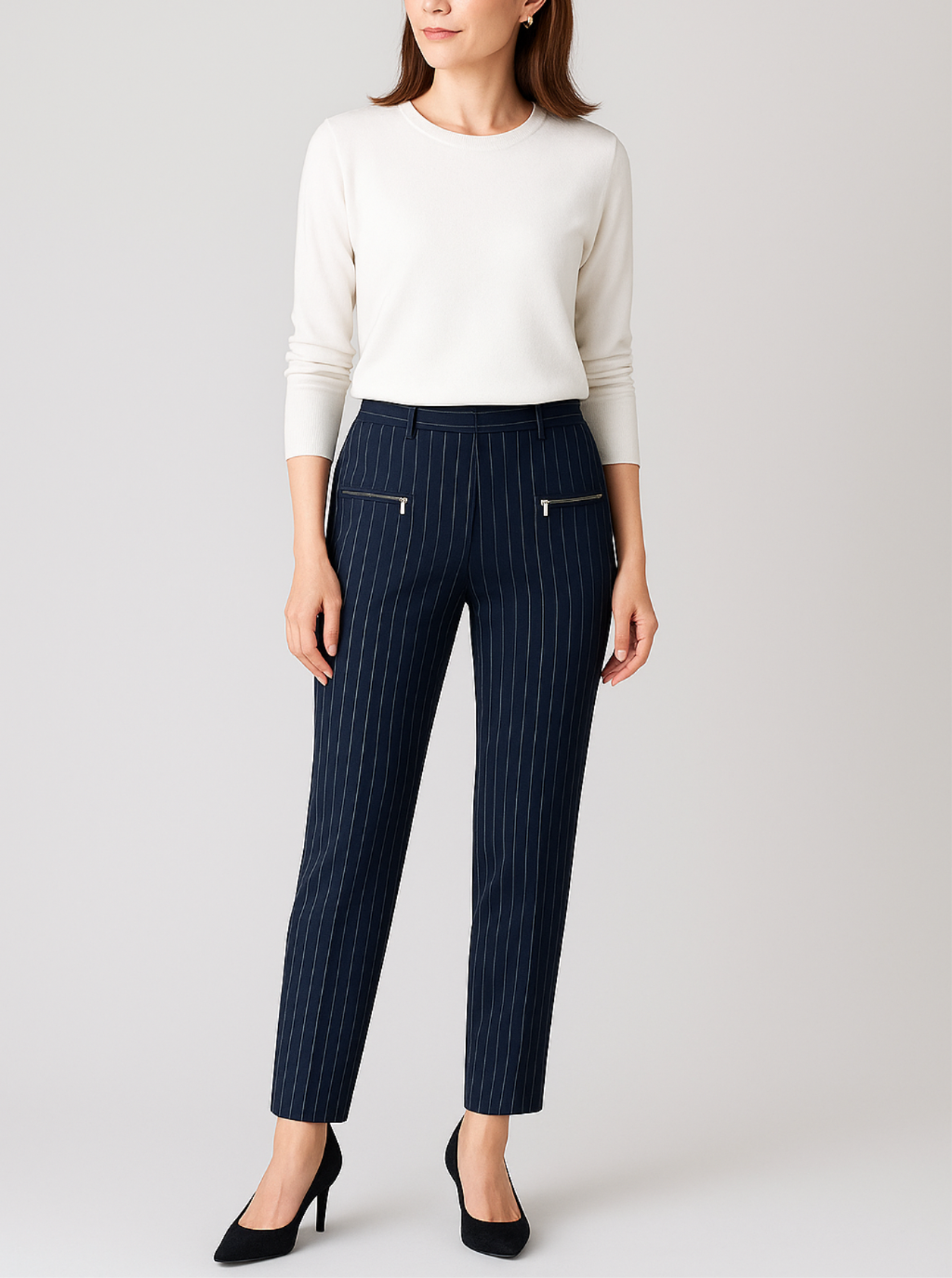 Caumeri 前身ファスナー有色柄美脚パンツ/詳細