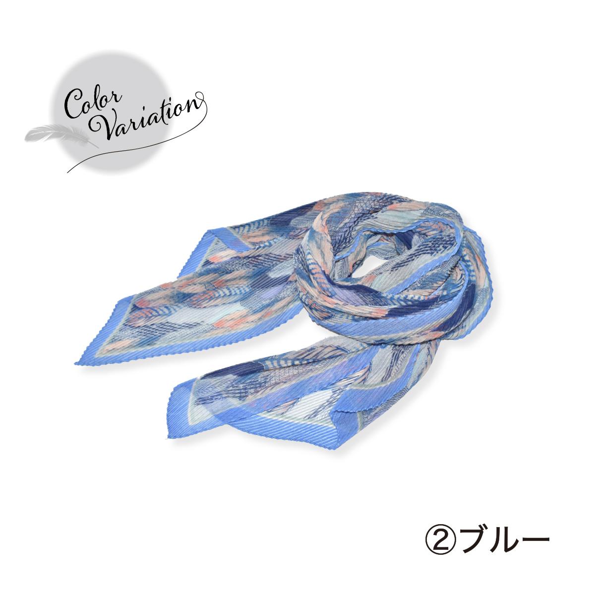 Caumeri 2025春夏 新作ストール 羽根柄 プリーツ加工 おしゃれ ストール 2025 春夏 UVカット/詳細