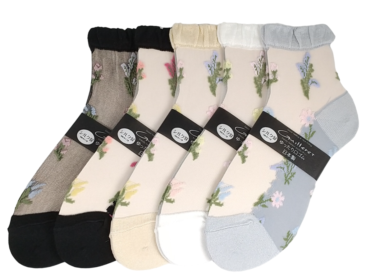 Caumeri 【Guilleret】 テグスミドル丈 野花柄 3面シルク混/詳細