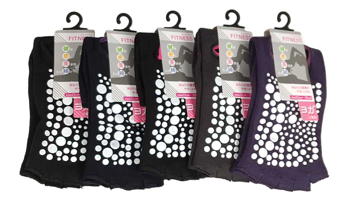 Caumeri 【フィットネス5本指】 ヨガソックス クルー丈 指先無し＆かかとくり抜き/詳細